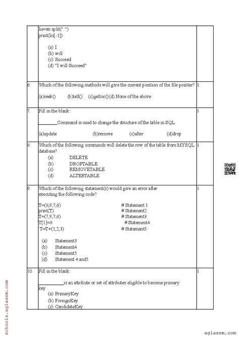 Class 12 Computer Science Pre Board Question Paper 2025 Download Pre Board Pyqp Pdf Aglasem