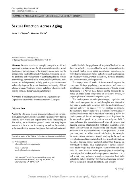 Sexual Function Across Aging Request Pdf