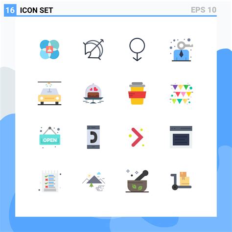 User Interface Pack Of 16 Basic Flat Colors Of Car Modern Point Key Man Editable Pack Of