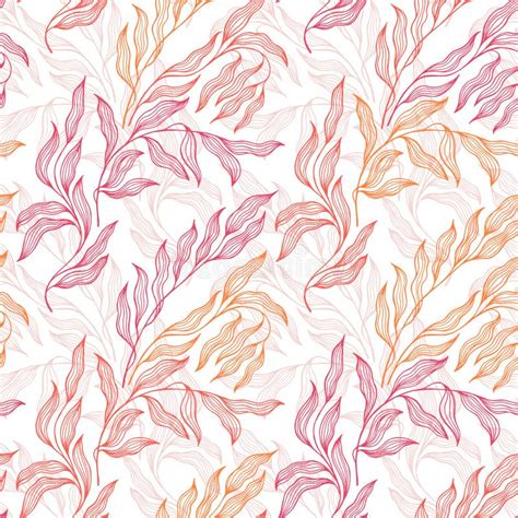 Lovely Stylized Tree Leaves Endless Pattern Organic Foliage Summer Motif Stock Image Image