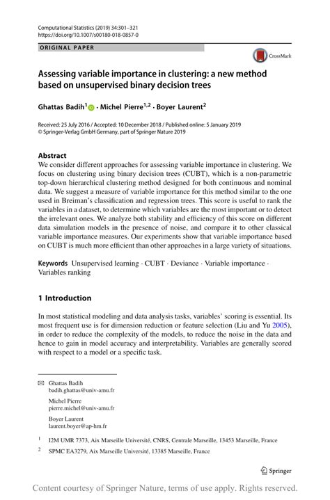 assessing variable importance in clustering a new method based on