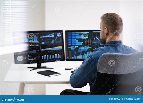 Businessman Analyzing Graphs On Computer Stock Image Image Of Data