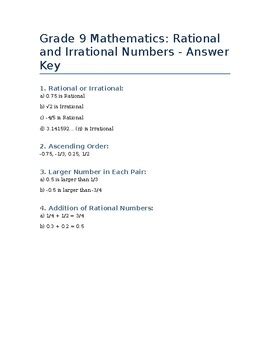 9 N 3 AWS Answer Key Rational Numbers By The Prairie Bison TPT