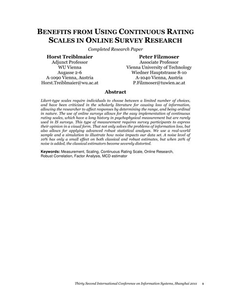 Pdf Benefits From Using Continuous Rating Scales In Online Survey