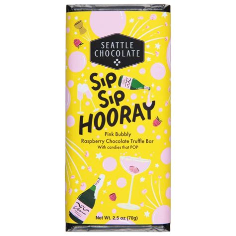 Seattle Chocolate Sip Sip Hooray Raspberry Popping Candy Dark Chocolate