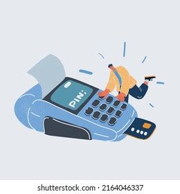 Cartoon Vector Illustration Pos Terminal Inserted Stock Vector Royalty Free
