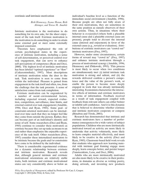 Intrinsic Motivation 5 Pdf Motivation Motivational