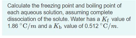 Solved Calculate the freezing point of the solution | Chegg.com