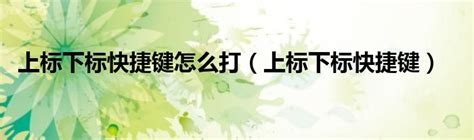 上标下标快捷键怎么打（上标下标快捷键） 齐聚生活网