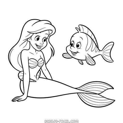 Dibujo Fácil De Ariel Y Flounder Dibujo Facil