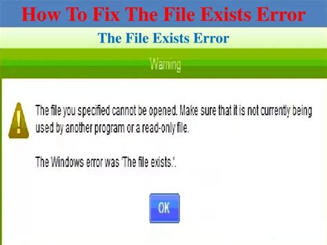 PPT How To Fix The File Exists Error PowerPoint Presentation Free Download ID