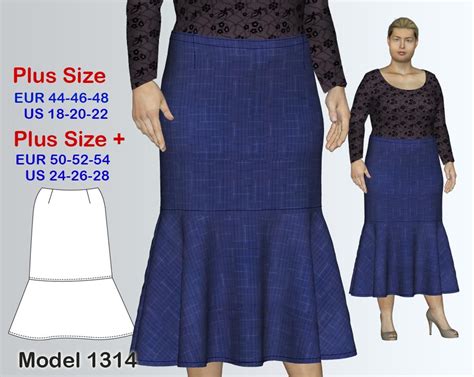 Plus Size Calf Length Skirt Sewing Pattern Pdf Craftsy Plus Size