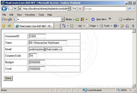 Aspnet Microsoft Access Editupdate Record
