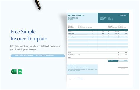 Free Simple Invoice Template Download In Excel Google Sheets Template Net