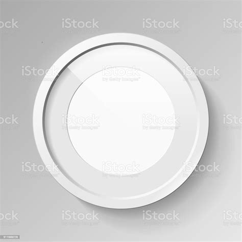 회색 배경 유리 모형 샘플 아래 당신의 창조적인 프로젝트에 대 한 국경에 Passepartout와 현실적인 빈 라운드 흰색 프레임 벡터 디자인 개체 3차원 형태에 대한 스톡