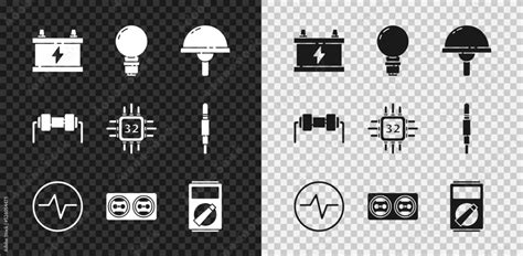 Set Car Battery Light Bulb With Concept Of Idea Emitting Diode Electric Circuit Scheme