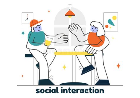 Social Interaction Vector Illustration Featuring Mobile Social