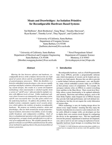 Pdf Moats And Drawbridges An Isolation Primitive For Reconfigurable