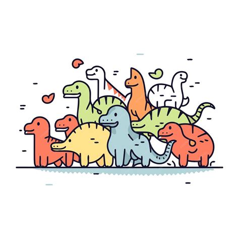 Premium Vector Cute Dinosaurs Hand Drawn Doodle Vector Illustration