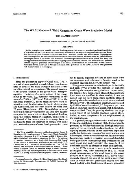 Wave Model Wam Pdf