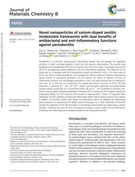 Pdf Novel Nanoparticles Of Cerium Doped Zeolitic Imidazolate