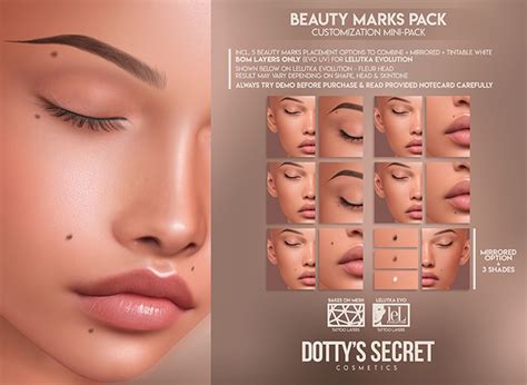 Second Life Marketplace Dottys Secret Beauty Marks Pack Lelutka Evo