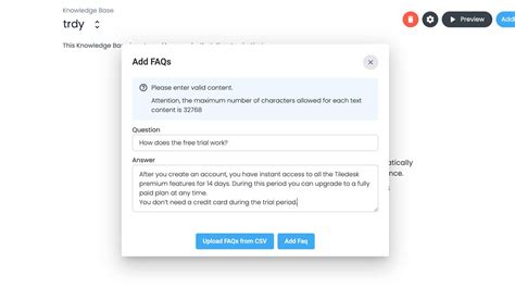 Adding A Knowledge Base Tiledesk Knowledge Base