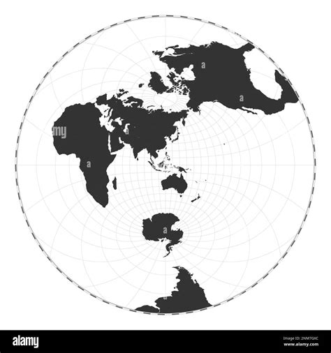 Vector World Map Airys Minimum Error Azimuthal Projection Plain World Geographical Map With