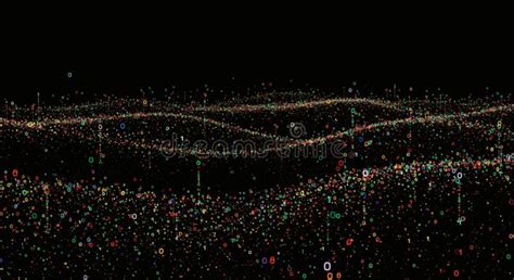 Abstract Data Stream Visualization With Binary Numbers And Colorful