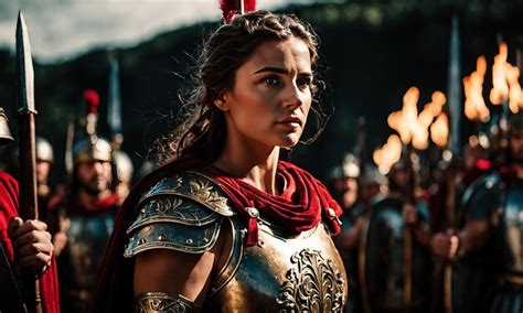 La Chica Romana Lucha Con Un Hermoso Fondo Foto Premium