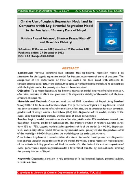 pdf on the use of logistic regression model and its comparison with