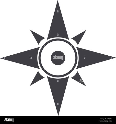 Compass Rose Navigation Cartography Tool Vector Illustration Line