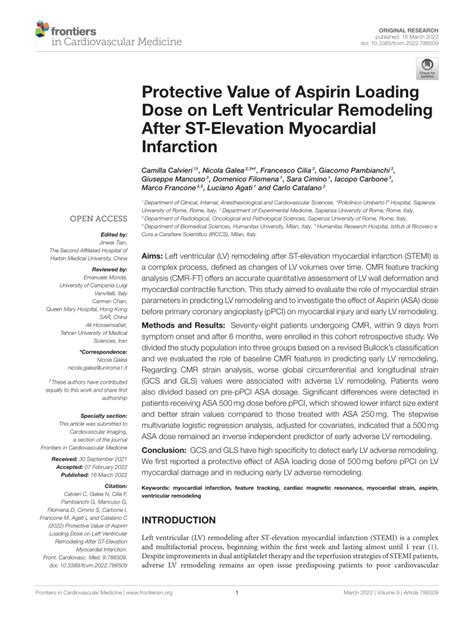 Pdf Protective Value Of Aspirin Loading Dose On Left Ventricular