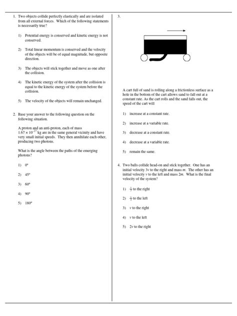One Dimensional Collisions Mc Questions Pdf
