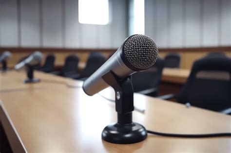 Premium AI Image Microphone In Conference Seminar Room AI Generated Image