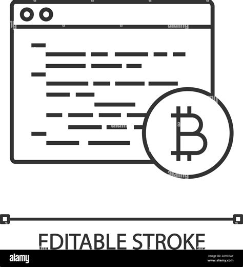 Bitcoin Mining Software Linear Icon Blockchain Coding Thin Line