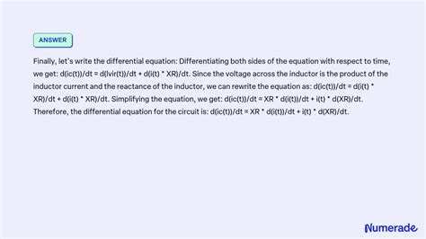 Solved Write The Differential Equation For The Circuit Shown Below Ic T Lvir T I T Xr