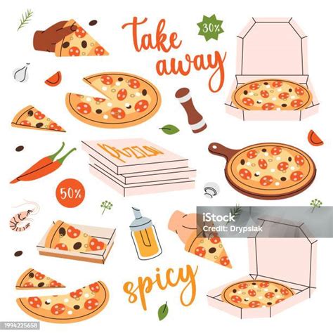신선한 피자 세트 전통 이탈리안 피자 레스토랑 카페 메뉴 이탈리아 요리 전통 음식 벡터 일러스트 레이 션입니다 개체 그룹에 대한 스톡 벡터 아트 및 기타 이미지 Istock