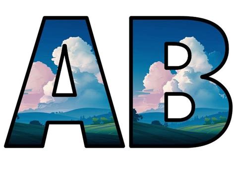 Clouds Landscape New Lettering Full Set Instant Display Title Whole Alphabet Letters Numbers