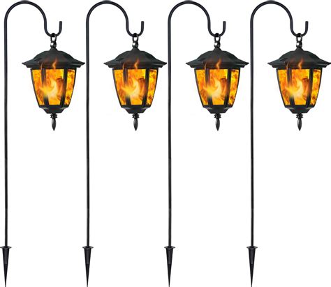 Dynaming 4 Pack Solar Flame Hanging Lights Outdoor Solar Flickering