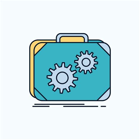 Briefcase Case Production Progress Work Flat Icon Green And Yellow Sign And Symbols For
