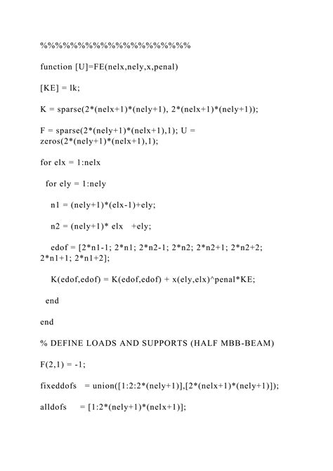 A 99 Line Topology Optimization Code By Ole Sigmund January Docx
