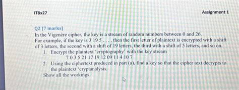 solved it 8×27 assignment 1 q2 [7 marks] in the vigenere