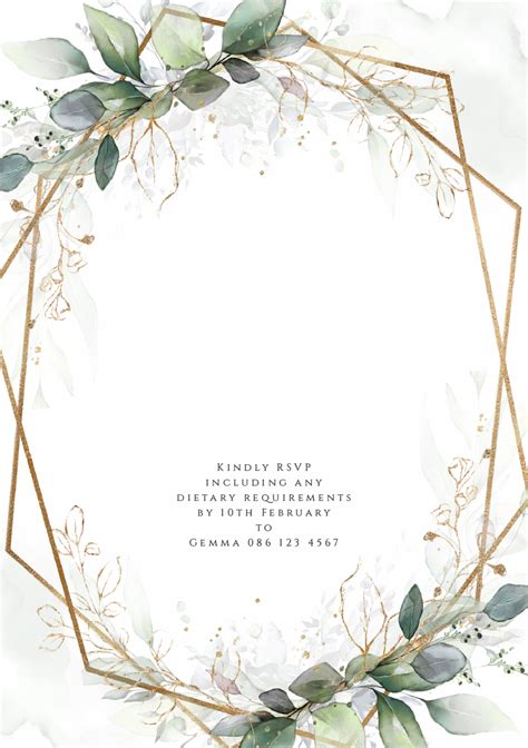 Leaf Wedding Invitations Greenery Leaf Border Acrylic Wedding