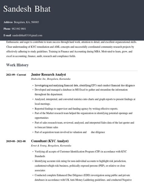 Resume 1659684161450 Sandesh Bhat Resume Pdf Business Economies