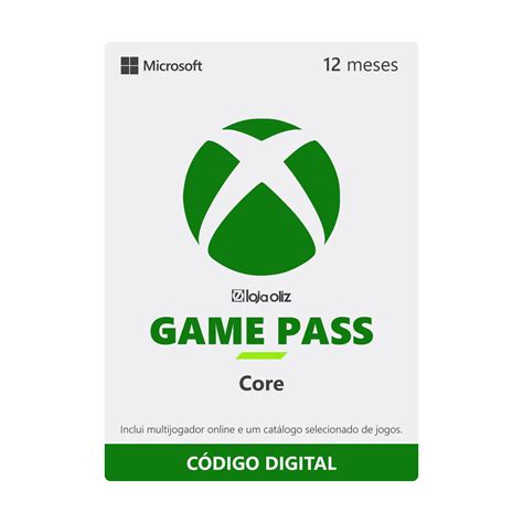 T Card Xbox Game Pass Core 12 Meses Código Digital Loja Oliz