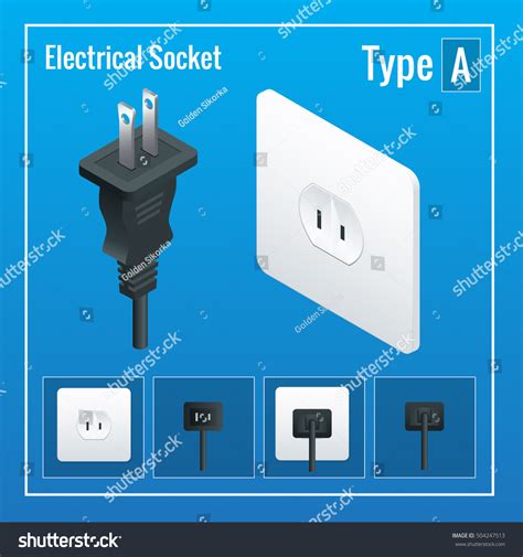 Isometric Switches Sockets Set Type Ac Stock Illustration Shutterstock