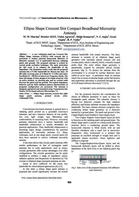 Pdf Ellipse Shape Crescent Slot Compact Broadband Microstrip Antenna