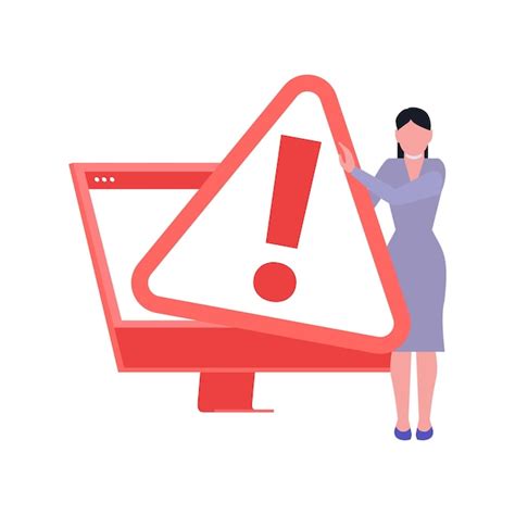 Premium Vector The Girl Has A Warning In The Computer System