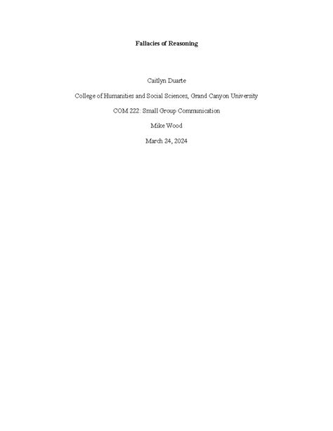 Fallacies Of Reasoning Fallacies Of Reasoning Caitlyn Duarte College Of Humanities And Social